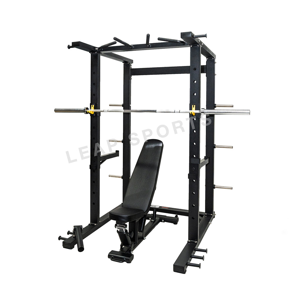 Leap Sports Power Rack - Adjustable Bench - 7' Barbell Combo - Fitness ...